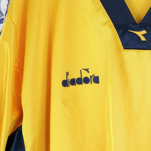 Diadora | Shirts | Vintage 9s Diadora Taped Logo Soccer Jersey Gold ...